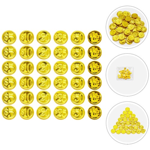 48Pcs Coin Props Pirate Gold Coin Toy Plastic Treasure Coins Hunt Toys ...