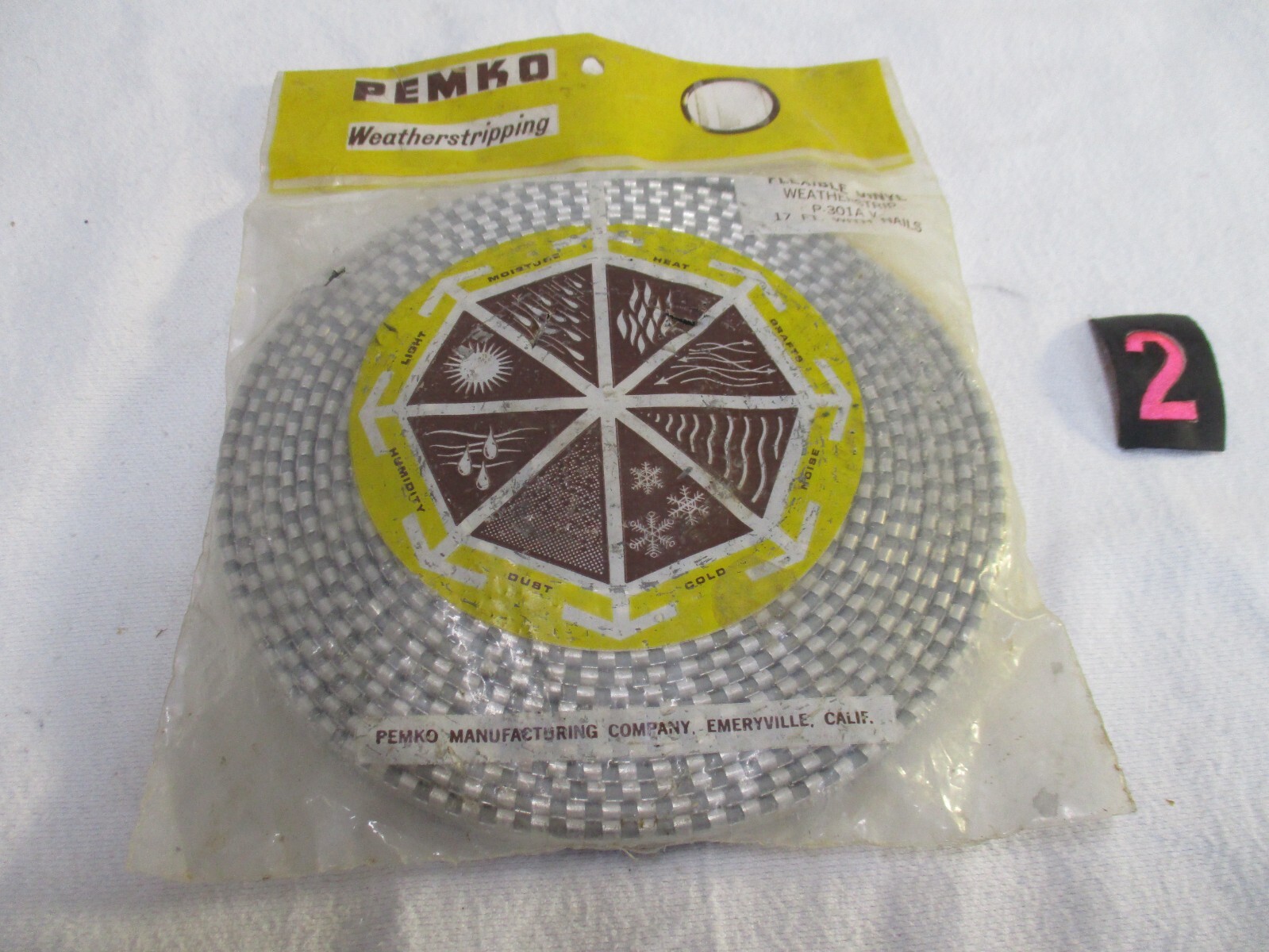 Pemko P301 AV 17 ft Aluminum Hemmed Vinyl Door Window Weather Stripping ...