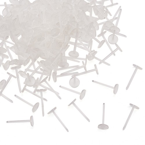 1000pcs/Bag Plastic Flat Earring Posts Round Blank Stud Findings Clear ...