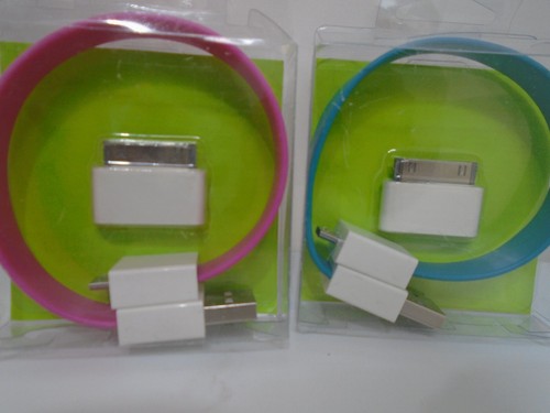 Bracelet Wrist Band USB Charging micro +i pod Charger Data Cable For ...