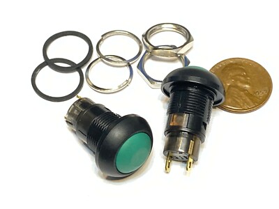 2 Pieces GREEN Latching PUSH BUTTON SWITCH DC 6A 12mm normally open on ...