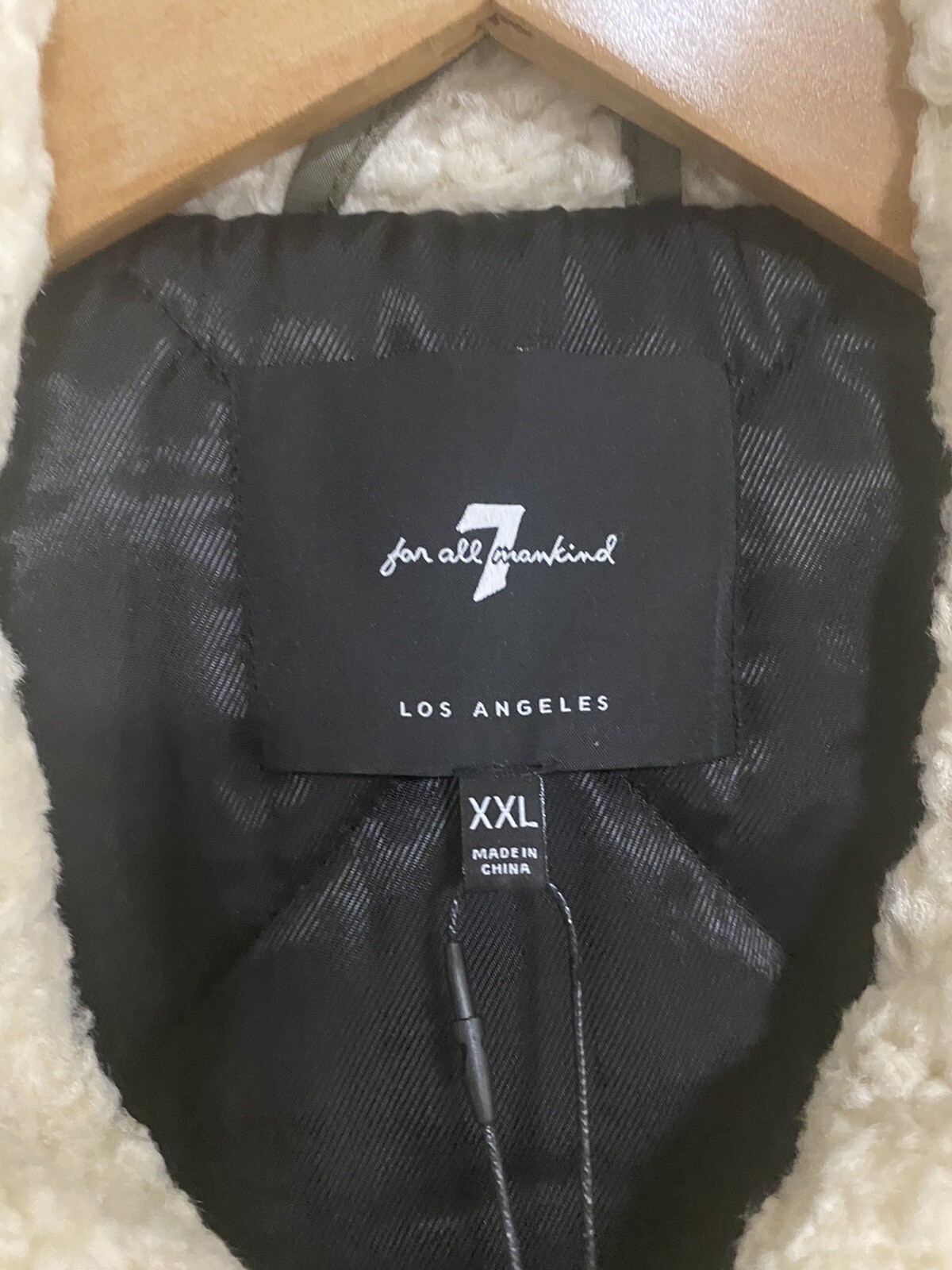 SEVEN 7 FOR ALL MANKIND Silk JACKET FAUX FUR COLLAR Men Sz XXL in Army ...