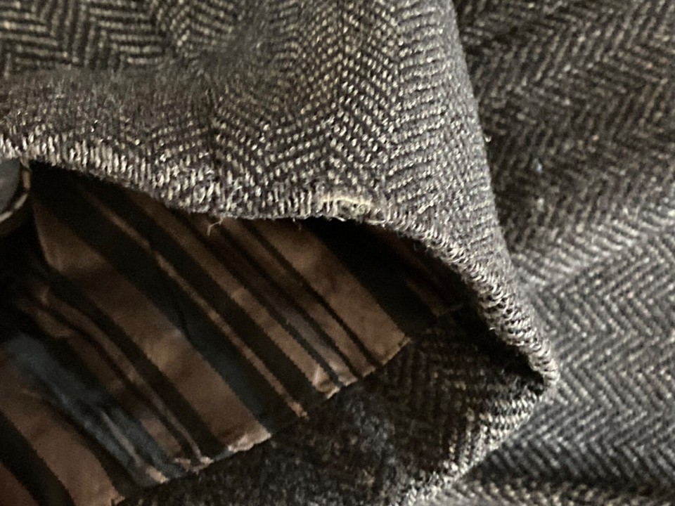 Vtg Hart Schaffner Marx Brown/Black Donegal Wool Herringbone Overcoat ...