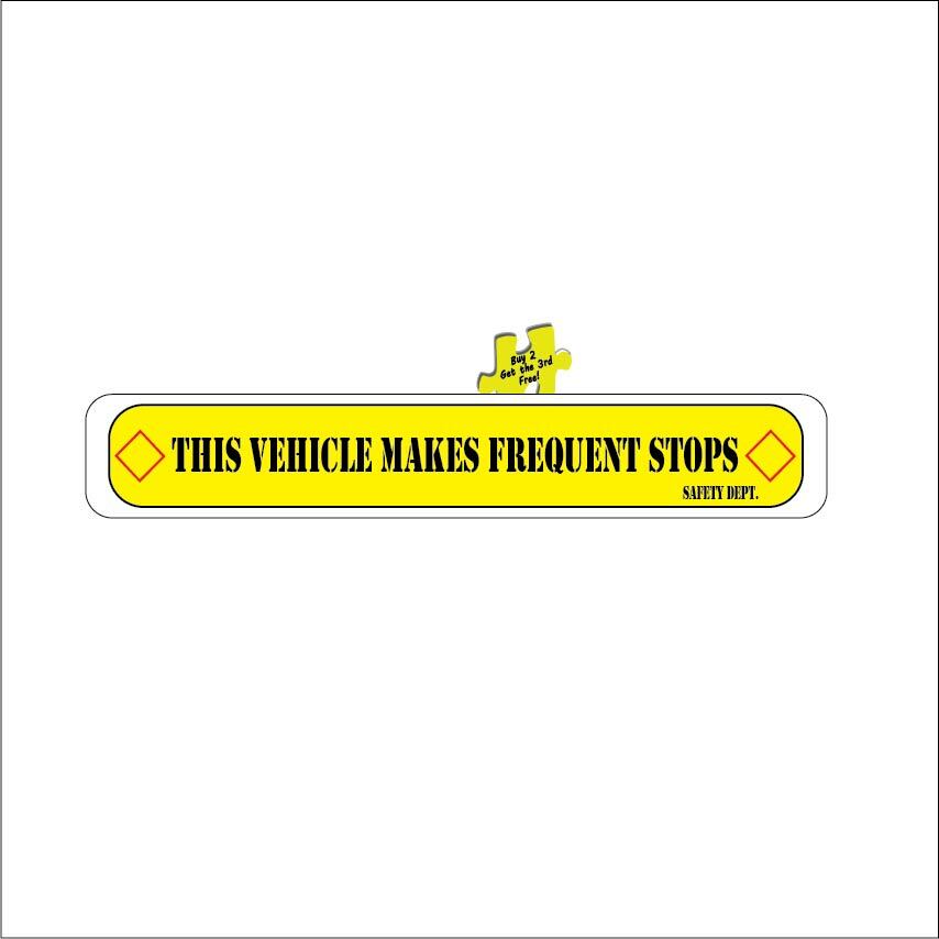 This Vehicle Makes Frequent Stops Safety Yellow Sticker Decal 4.0" x 28 ...