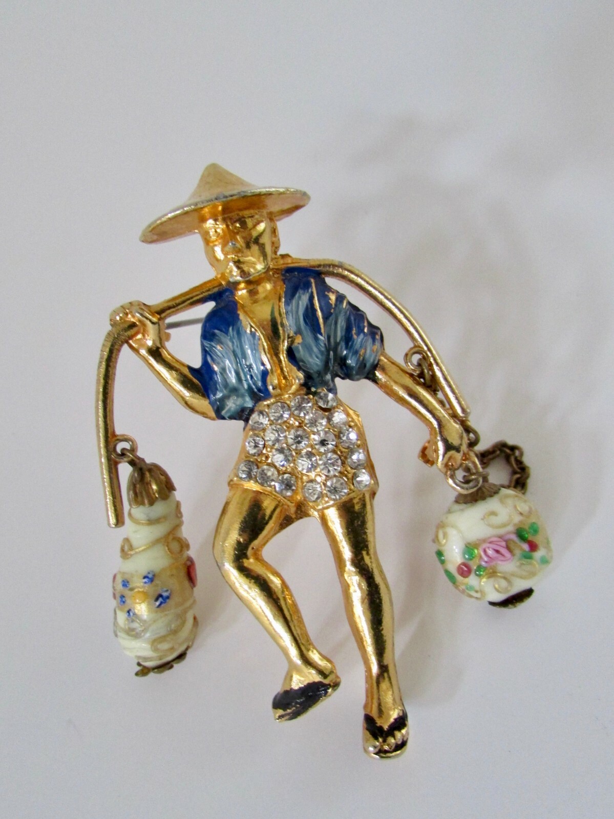 Louis C. Mark Rice Weiner 1940's Blue Chinese Water Boy Pin Brooch | eBay