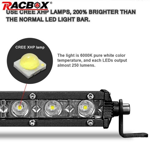 7inch Slim LED Light Bar Single Row Spot Beam Work Offroad Driving ATV ...