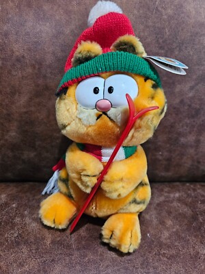 Vintage Skiing Garfield the Cat Plush with Skis, Hat, and Scarf Limited ...