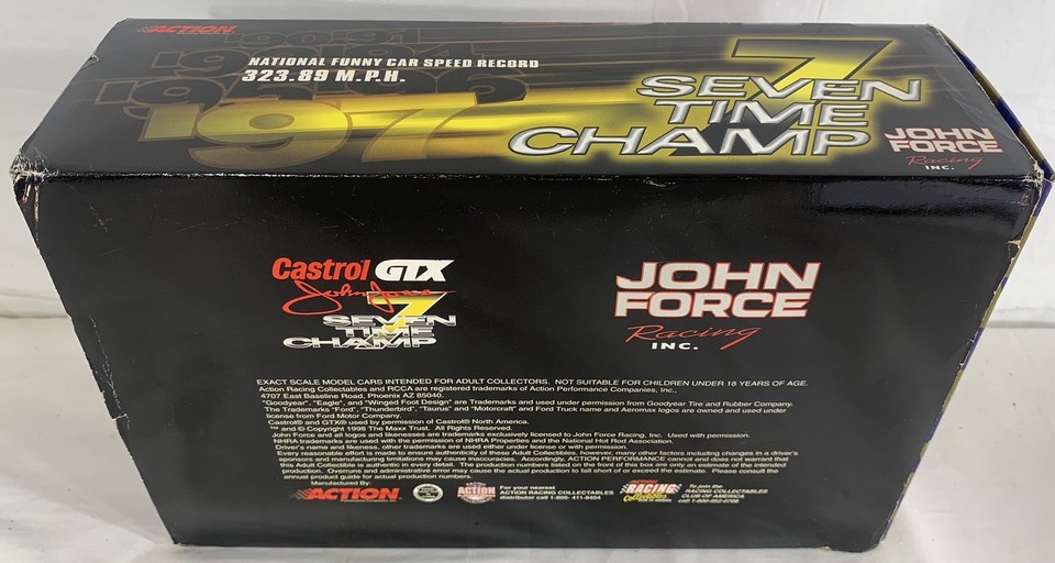 1998 Action FUNNY CAR 1:24 JOHN FORCE🔥7 TIME CHAMPION🔥NHRA Ford Mustang ...