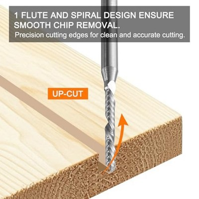 CNC Router Bit 2mm Spiral End Mill Up-cut Chip Ejection Precision ...
