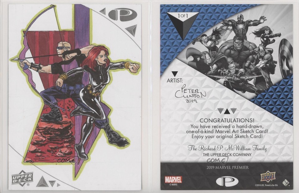 2019 Upper Deck Marvel Premier 5x7 1/1 Peter Clinton #SKT Auto Sketch ...