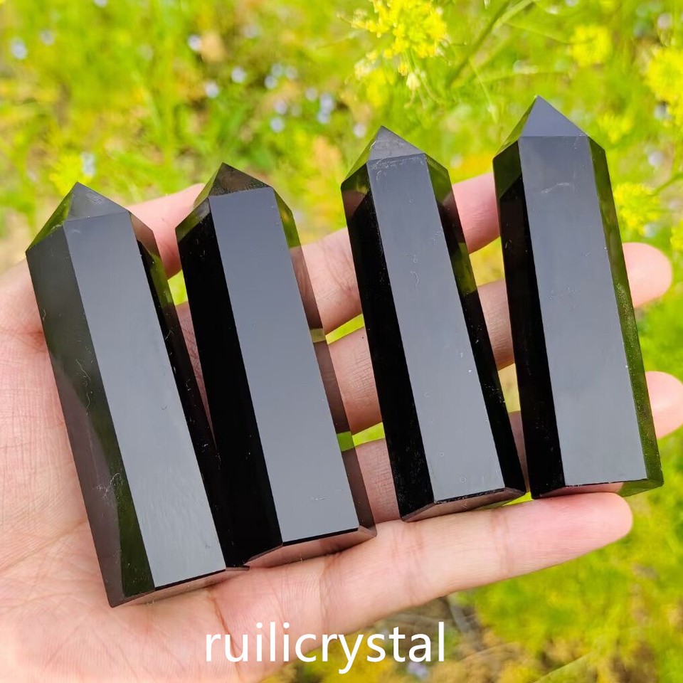 Wholesale Lot 2.2 Lb Black Obsidian Obelisk Tower Point Crystal Natural ...