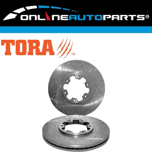 2 Front Drilled + Slotted Disc Brake Rotors for Nissan Pathfinder R50 ...