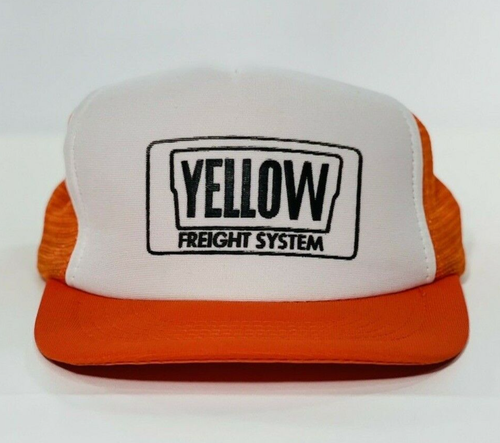 Vintage Yellow Freight System Mesh Snapback Trucker Hat Cap Orange | eBay
