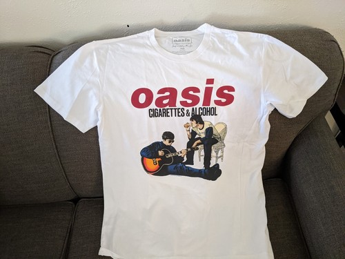OASIS.DEFINITELY MAYBE.30TH ANNIVERSARY T SHIRT.CIGARETTES & ALCOHOL ...