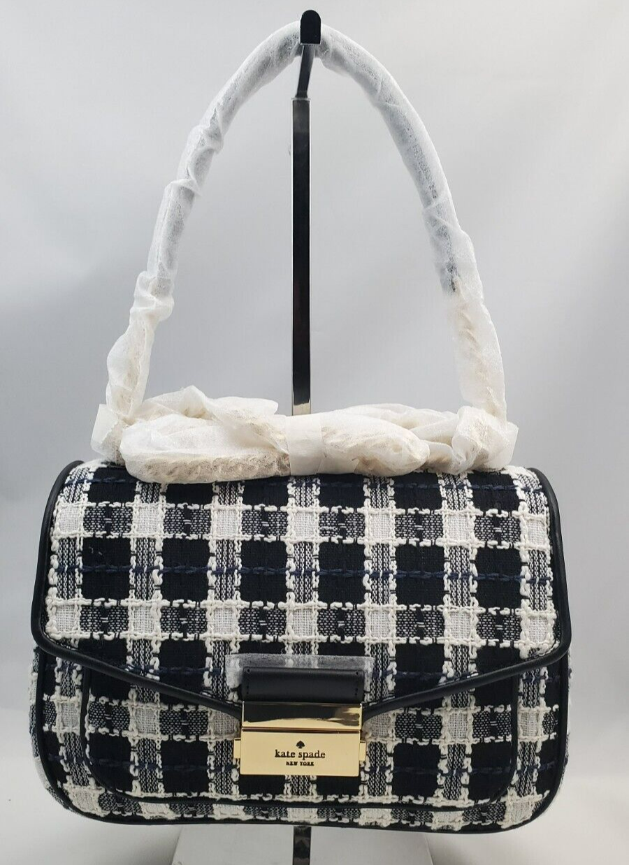 NWT_Kate Spade Check Tweed Carey Small Flap Shoulder Bag Black, Retail ...