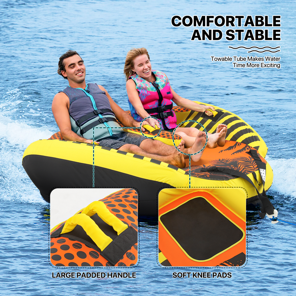 2 Rider Inflatable Towable Water Tube for Boating w/Double Seat ...