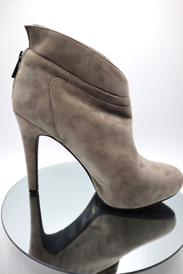 Jessica Simpson High Heel Bootie Gray Suede 7.5 Gray Zip Up Round Toe ...