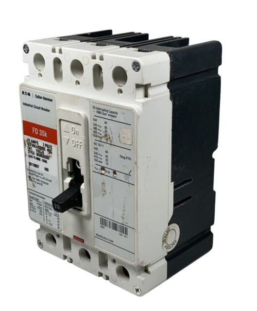 Eaton Cutler Hammer FD3020 3-Pole 3-Phase 20 Amp Circuit Breaker for ...