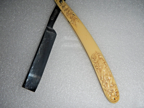 Vintage Clauss Straight Razor Rare Scales - Indian Chief Tomahawk Peace ...