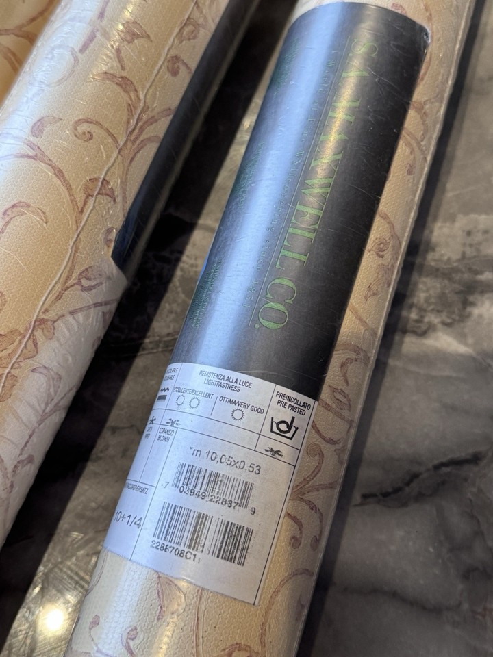 S.A. Maxwell Wallpaper Lot (7 Rolls) – Vintage Beige Scroll Vinyl | eBay