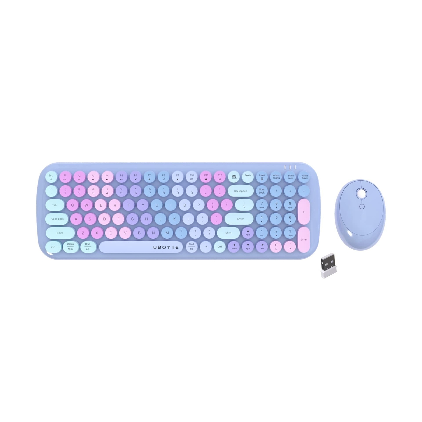 Wireless Keyboards and Mouse Combos, UBOTIE Colorful Gradient Rainbow ...
