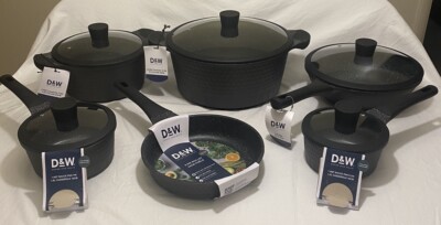 D&W Deane & White Cookware Collection 11 pc Set /Color Black W/Handles ...