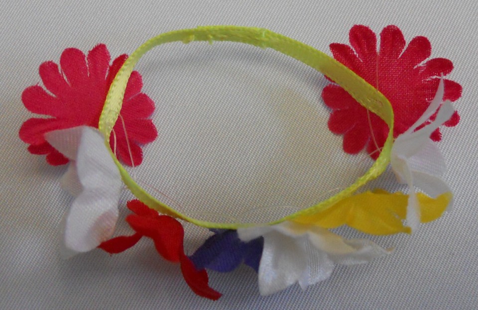 Vtg Polynesian Barbie Doll HAWAIIAN FLOWER LEI HEADBAND Wreath DOTW ...