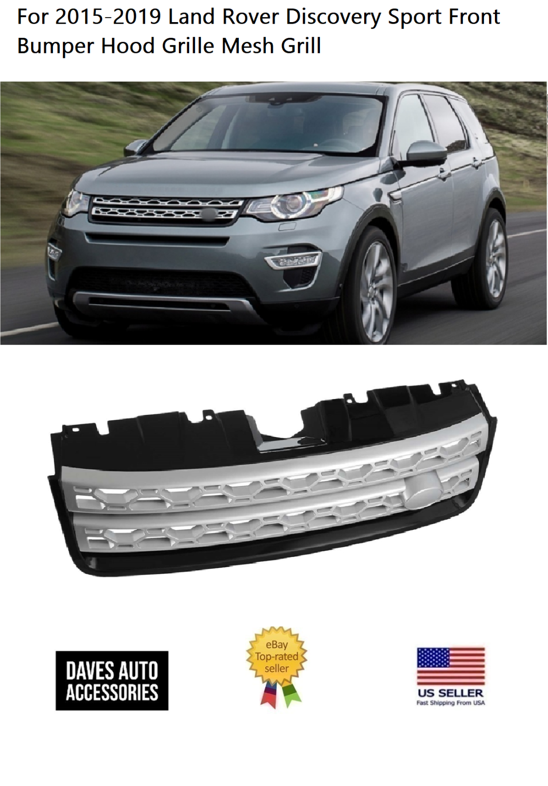 For 2015-2019 Land Rover Discovery Sport Front Bumper Hood Grille Mesh ...