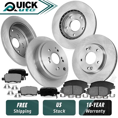 Front & Rear Disc Brake Rotors + Ceramic Brake Pads Kit for Honda Pilot ...
