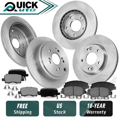 Front & Rear Disc Brake Rotors + Ceramic Brake Pads Kit for Honda Pilot ...