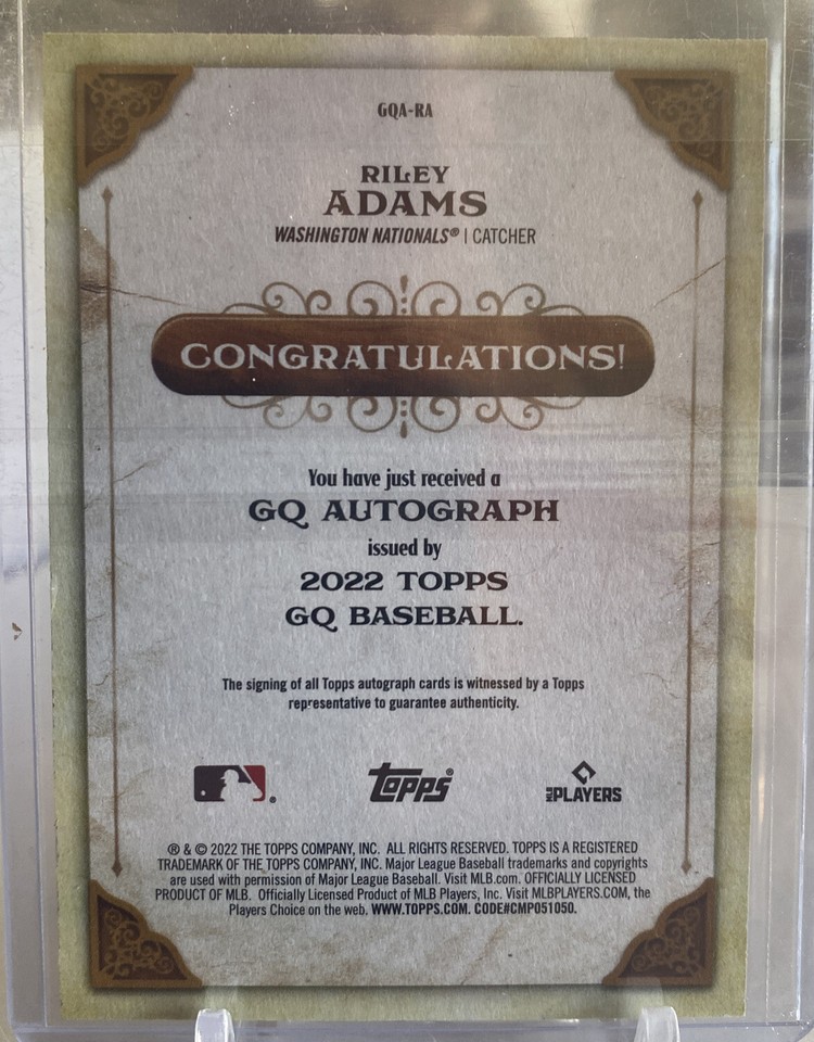 2022 Topps Gypsy Queen RILEY ADAMS Rookie Auto Autograph RC #GQA-RA ...
