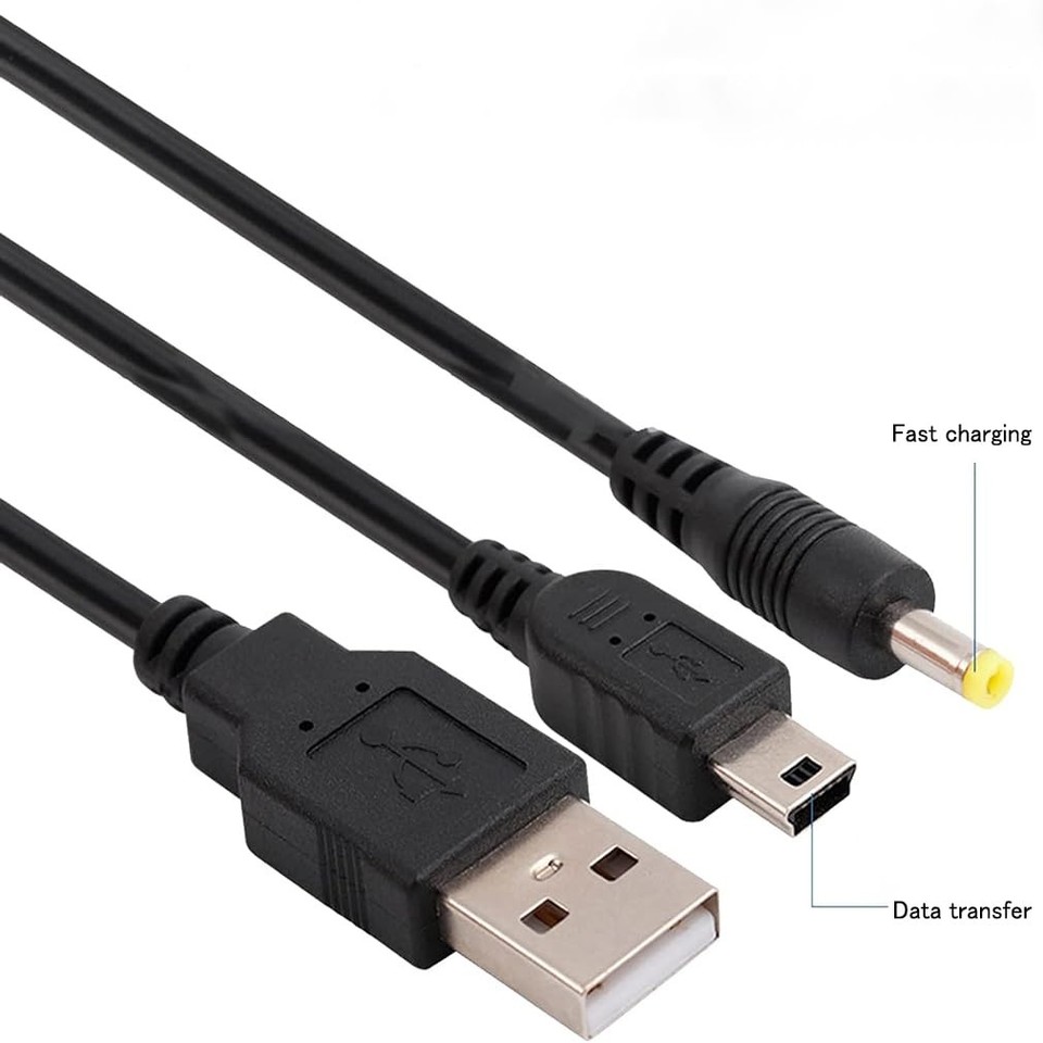 2Pcs 2 IN1 USB DC Power Charger Data Transfer Cable For Sony PSP 1000 ...