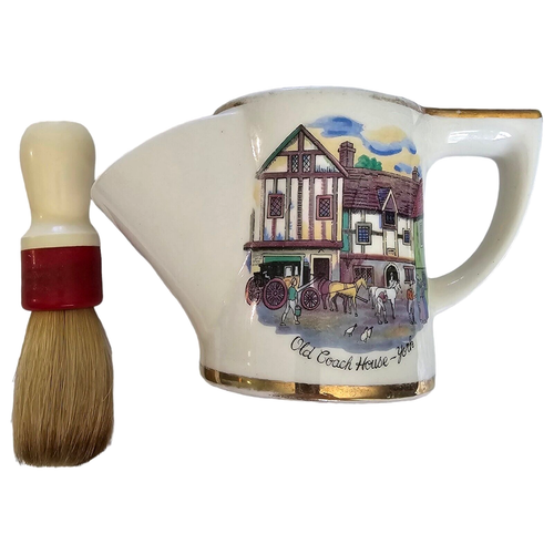 Vintage Shaving Mug and Brush Set West Germany Boar Bristle Vulcanized ...