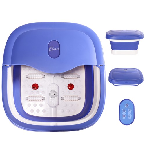 Collapsible Foot Spa Massager Bubbles Heating Temperature Timer Remote ...