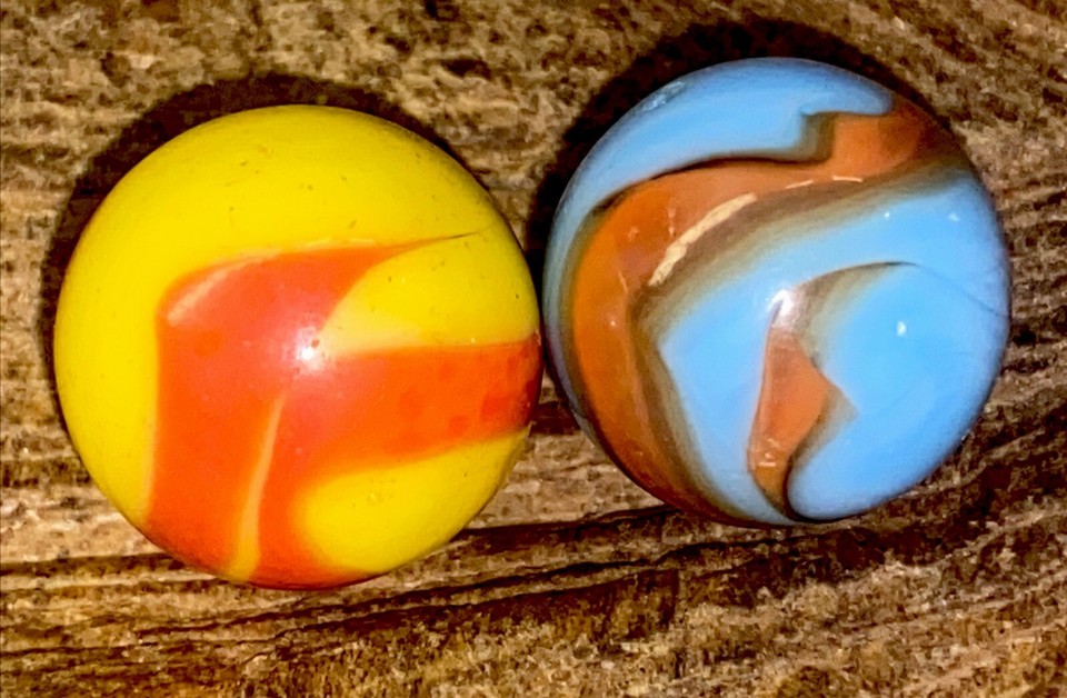 😎 Vintage Christensen Agate Marbles- Tri-color-NM-.62-.64 Beautiful Cac ...