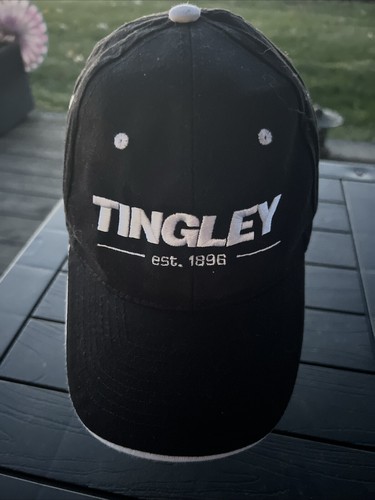 Tingley Est 1898 in White on a Black Hat Cap w White Accents Hook Loop ...