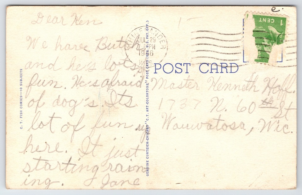 Sending Proof" Rhinelander WI~Ray Walters Comic~Men Carry Exaggerated ...