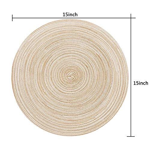 15 Inch Round Placemats Set of Polyproplene and Cotton Table Mats for 6 ...