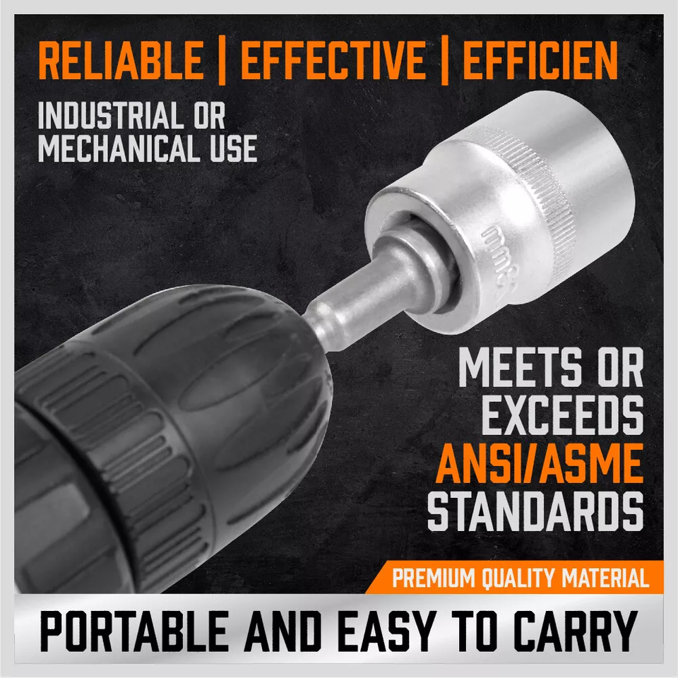 9Pcs Socket Bit Adapter Set Hex Impact Drill Bits Driver Bar Wrench ...