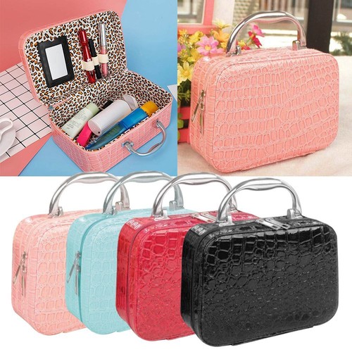 Box Makeup Tool Kit Cosmetic Case With Mirror Square Makeup Pouch Wash ...