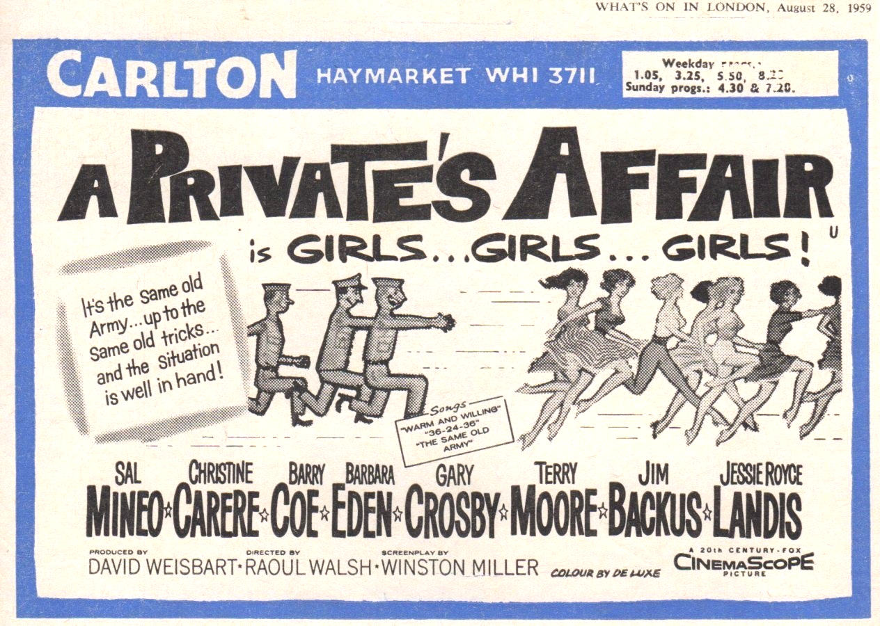A5 Film Magazine Advert Private's Affair 1959 Sal Mineo Barbara Eden ...