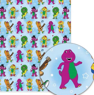 Barney Dinosaur 1990s character children polyCotton Fabric Half Yard ...