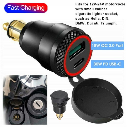 For BMW Ducati Triumph Motorcycle QC3.0 USB PD Charger Hella DIN Plug ...
