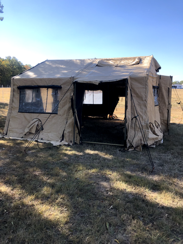 MILITARY SURPLUS 20 x16 TEMPER TENT VINYL CANVAS TAN CAMP HUNTING US ...