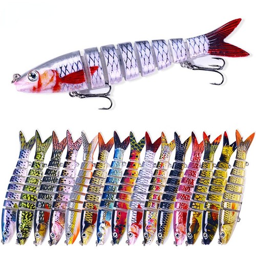 2pcs Swimbait 3D Eyes Fishing Gear Lure Bait 13.4cm 18g Mino Fish Hooks ...