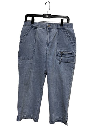 Pappagallo Pants Women's Size 12 31 Blue Floral Ankle Capri Blue Denim ...