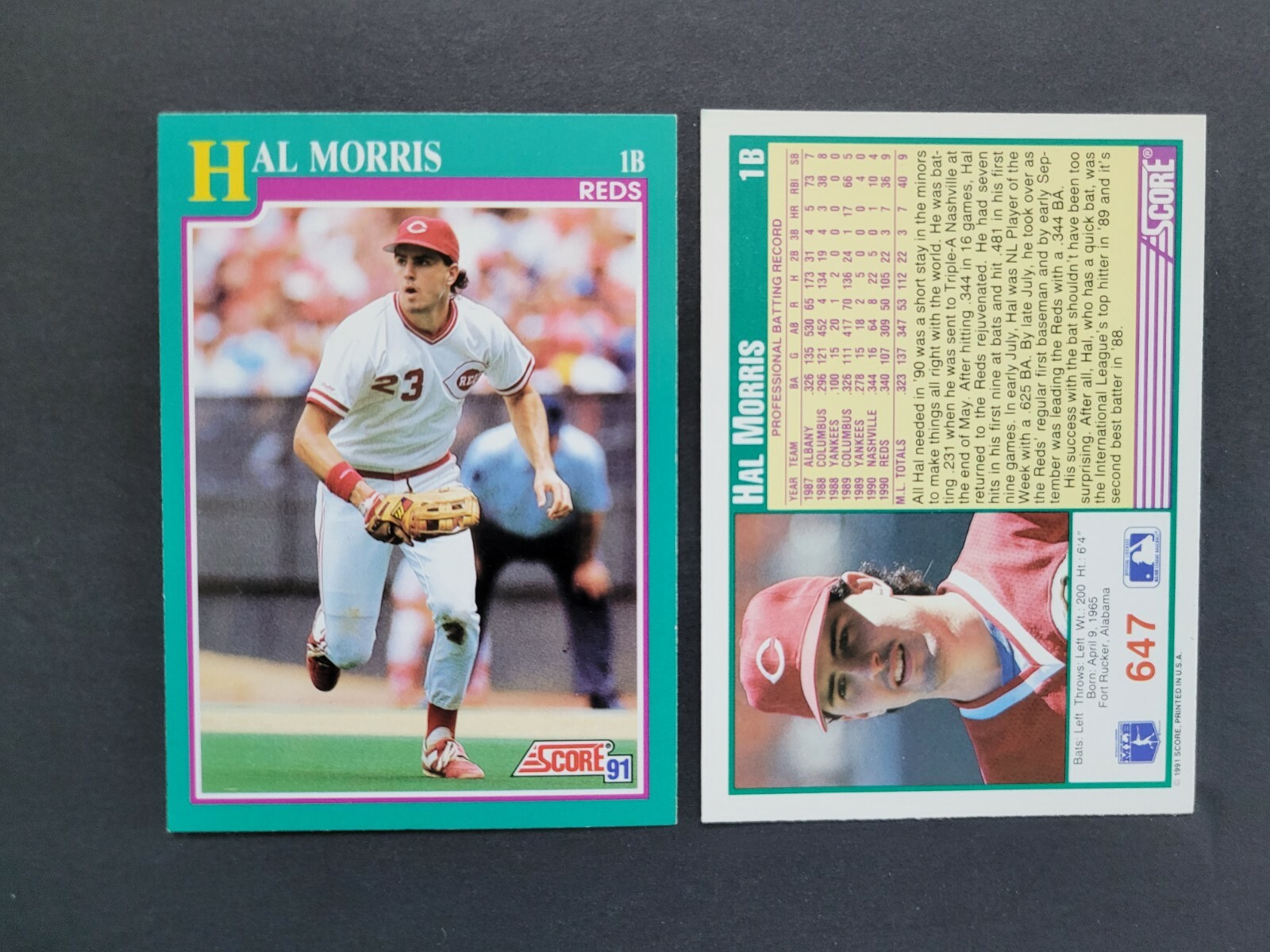 HAL MORRIS 1991 Score Card #647 Cincinnati Reds | eBay