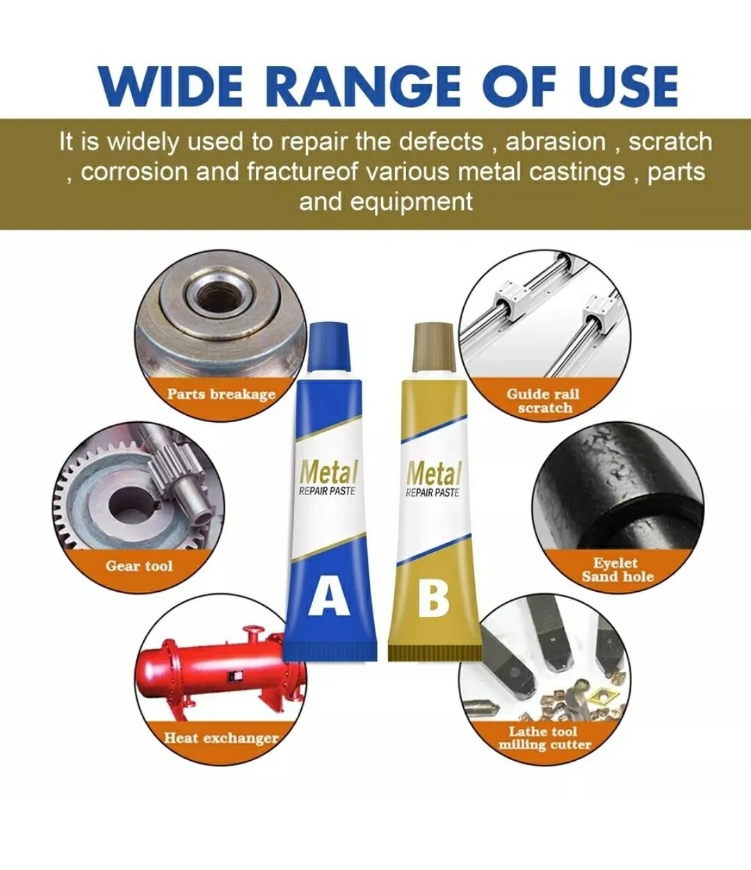 100g Industrial Heat Resistance Cold Weld Metal Repair Paste Adhesive A ...