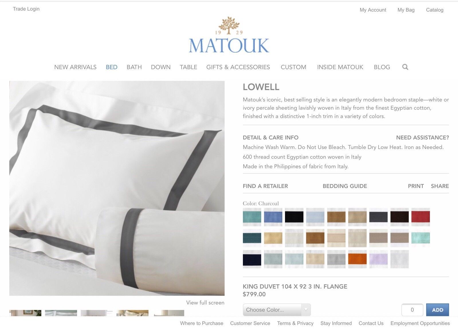 $1147+tax MATOUK LOWELL PERCALE QUEEN DUVET COVER 2 SHAM SET NAVY BLUE ...