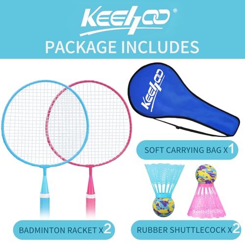KH Badminton Rackets Set of 2-4 for Adults Kids,Beach Lawn ‎Pink,Blue ...